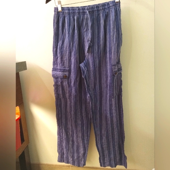 made in Nepal | Pants & Jumpsuits | Handmade In Nepal Blue Striped ...